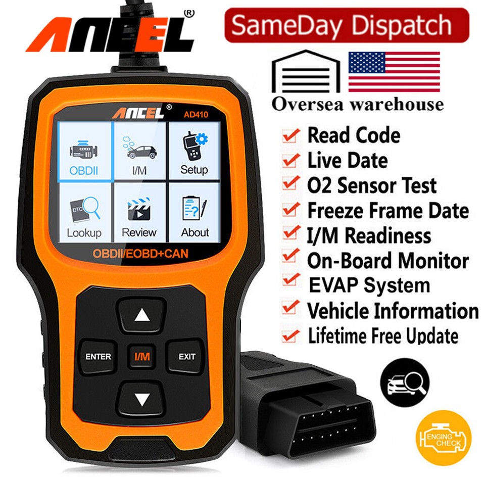 ANCEL AD410 OBD2 Code Reader Car Scanner Turn Engine Light Off ...