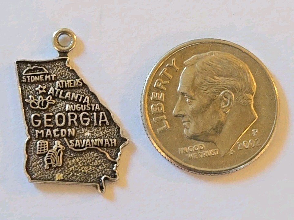 Sterling Silver ~ GEORGIA Charm ~ State Map ~Travel Bracelet ~ VINTAGE ...