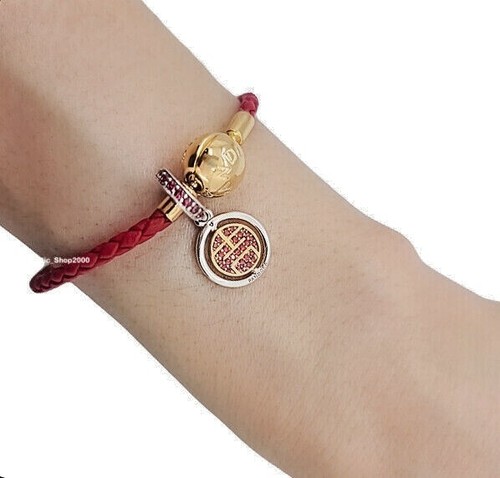 New PANDORA 18k Gold P Red Gems Spinning Lucky Character Gift Charm ...