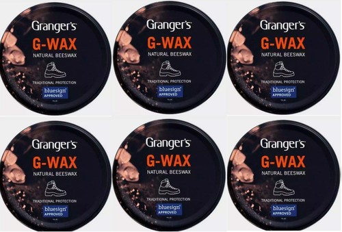 6 x Grangers Fabsil G-Wax Natural Beeswax 80g Leather Boot/Shoe Dubbin ...