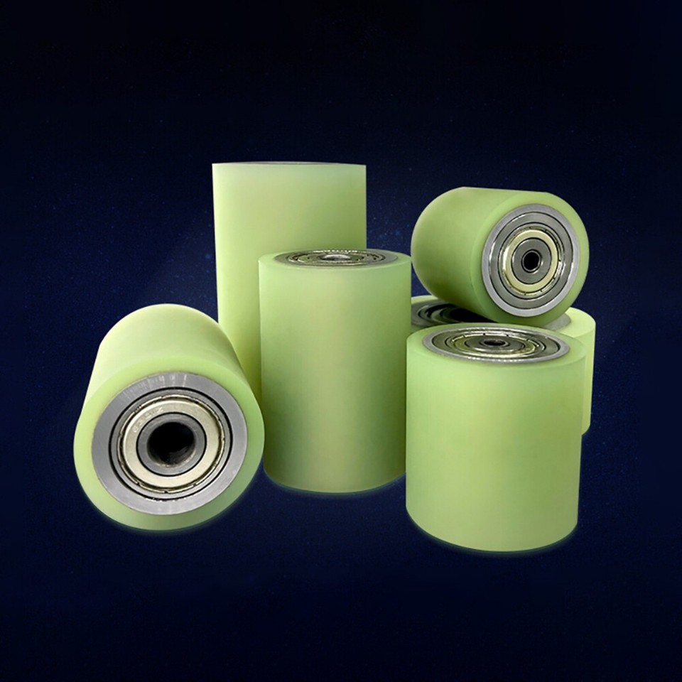 PU Polyurethane Steel Core Roller With Two Bearing Guiding Wheel Flat ...
