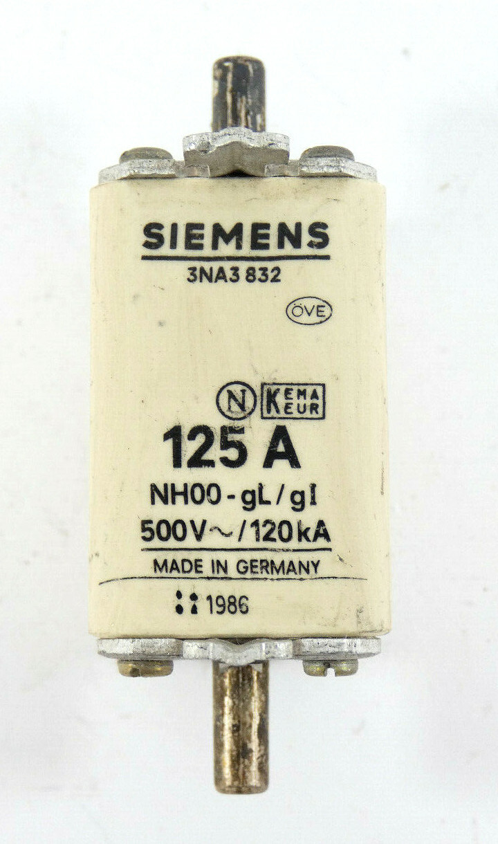 3 Stück Siemens 3NA3 832 Sicherungseinsatz NH00 | 125A | ~ 500 V | 120 ...
