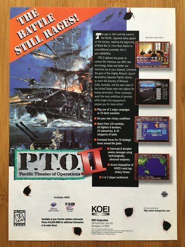 P.T.O. 2 II PTO Sega Saturn 1996 Vintage Game Poster Ad Art Print ...