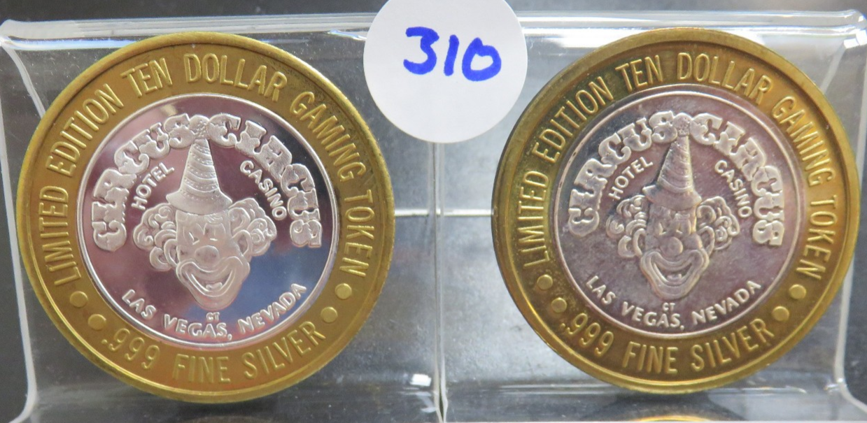 2- $10 Silver Gaming Tokens | eBay