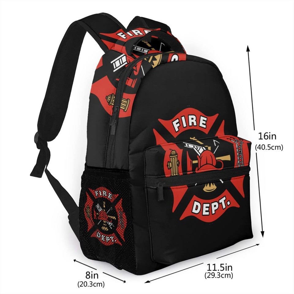 Firefighter Fire DEPT. Logo Rescue Pattern Casual School Backpack Bag ...