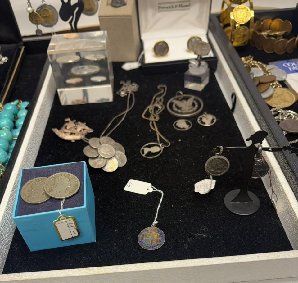 Vintage JUNK DRAWER COIN CLEANOUT Lot -Tramp Art 1700s Coin WW2 Coin ...