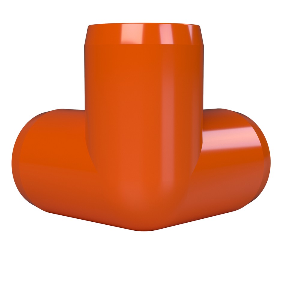 1/2" 3-Way PVC Elbow Fitting, Orange (10-PK) FORMUFIT Furniture Grade ...