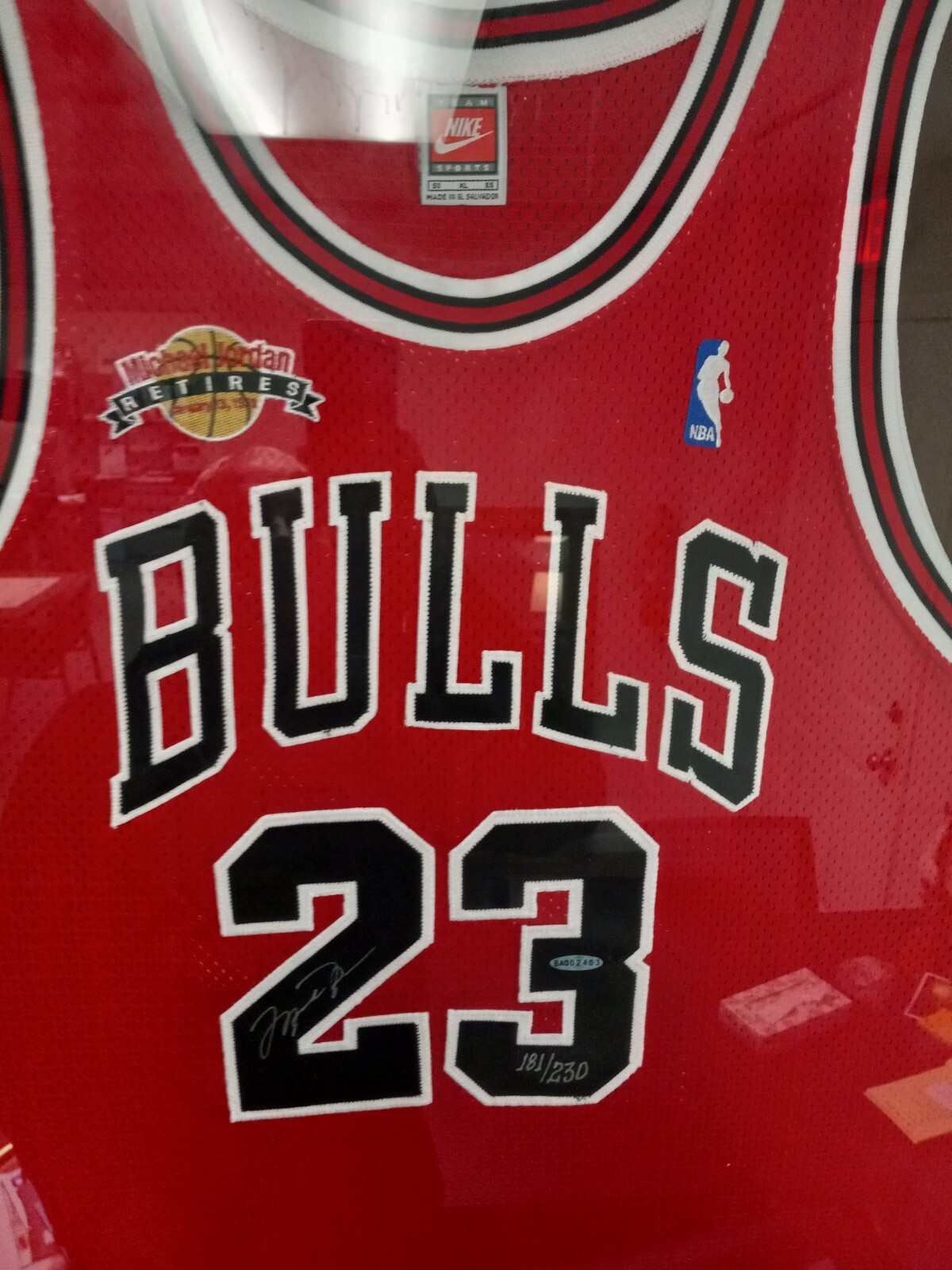 Micheal Jordan Autographed Retirement Jersey Framed 181/230 Upperdeck ...
