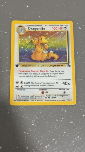 Dragonite 4/62 1st Edition Holo Pokemon TCG Fossil Set | eBay UK