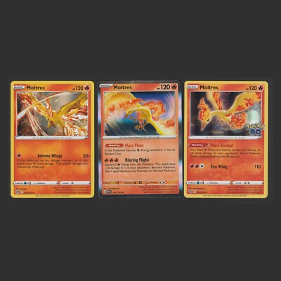 Moltres Pokemon Card Collection Set of 3 English Cards Holo Fire Type ...