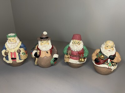 4 Vintage Santa Figures- Great Condition, Heavy Solid Christmas Winter ...