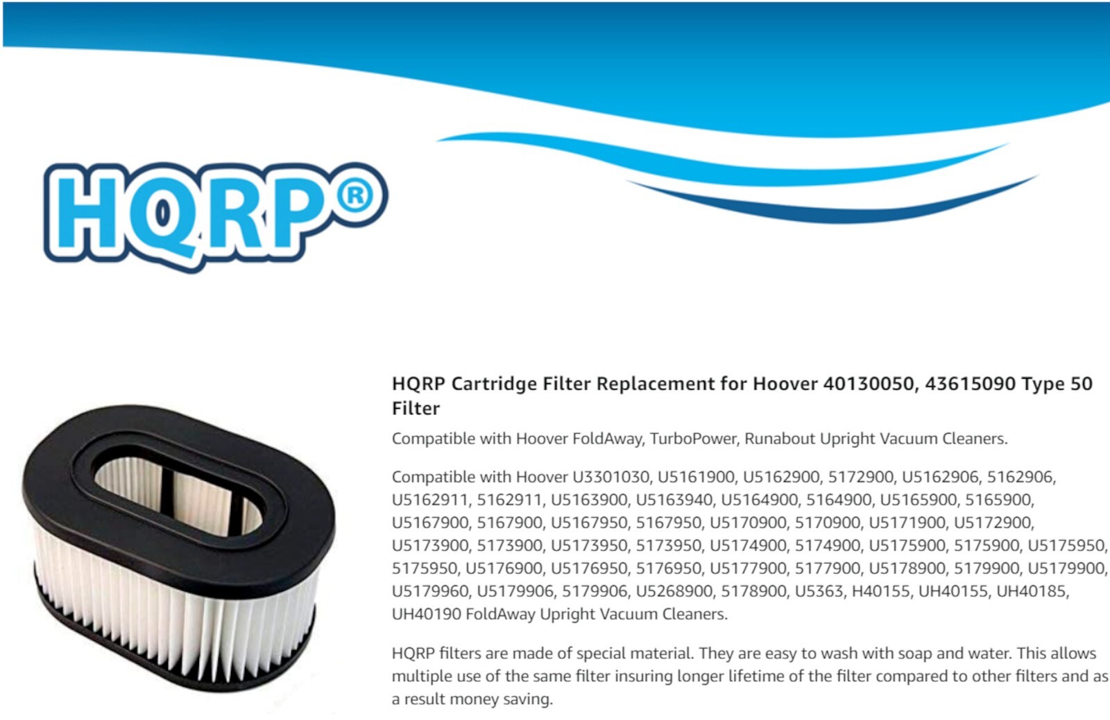 4x Filters for Hoover U5174900 U5176950 U5177900 U5179900 U5172900 ...