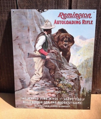 Remington Auto Loading Rifle Gun Classic Tin Metal Sign Wall Classic ...