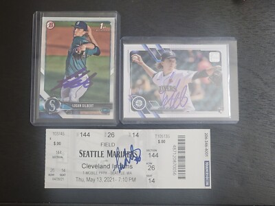 Logan Gilbert Autograph MLB Debut Ticket Stub And 2018 Bowman 2021 ...