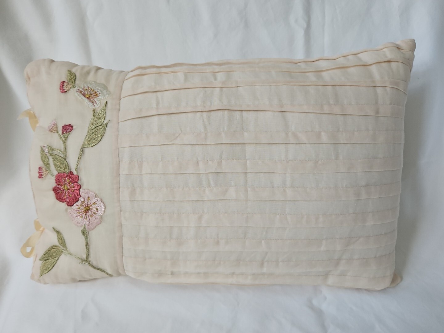 Charter Club Pink Organza Pleated Throw Pillow 12 x 18 Embroidered ...