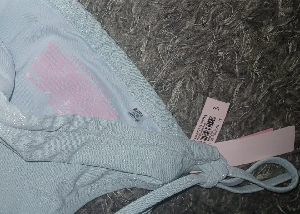 VIctorias Secret side tie thong bottom New size large aqua shine | eBay