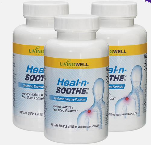 3 pack LivingWell Nutraceuticals Heal-n-Soothe Systemic Enzyme Formula ...