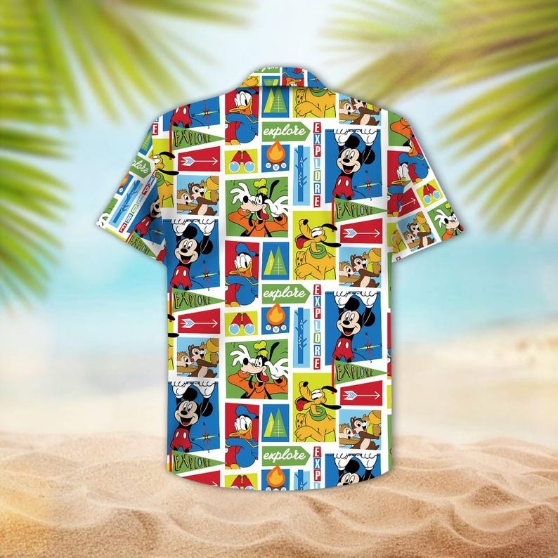 Mickey And Friends Button Shirt, Mouse Hawaiian Shirt, Mickey Button ...