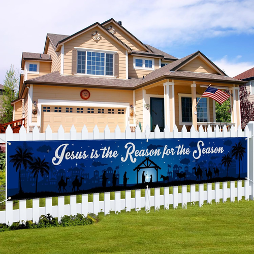 Large 120" Christmas Banner - Jesus Is the Reason for the Season Decor ...