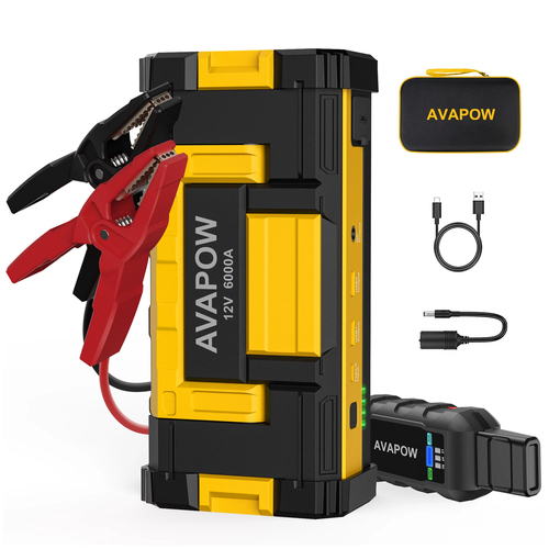 AVAPOW W68 6000A Car Battery Jump Starter(for All Gas or up to 12L ...