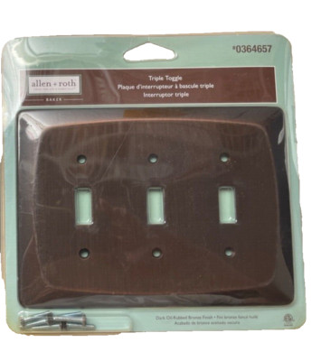 Allen Roth Baker Triple Toggle Wall Plate Dark Oil-Rubbed Bronze Finish ...