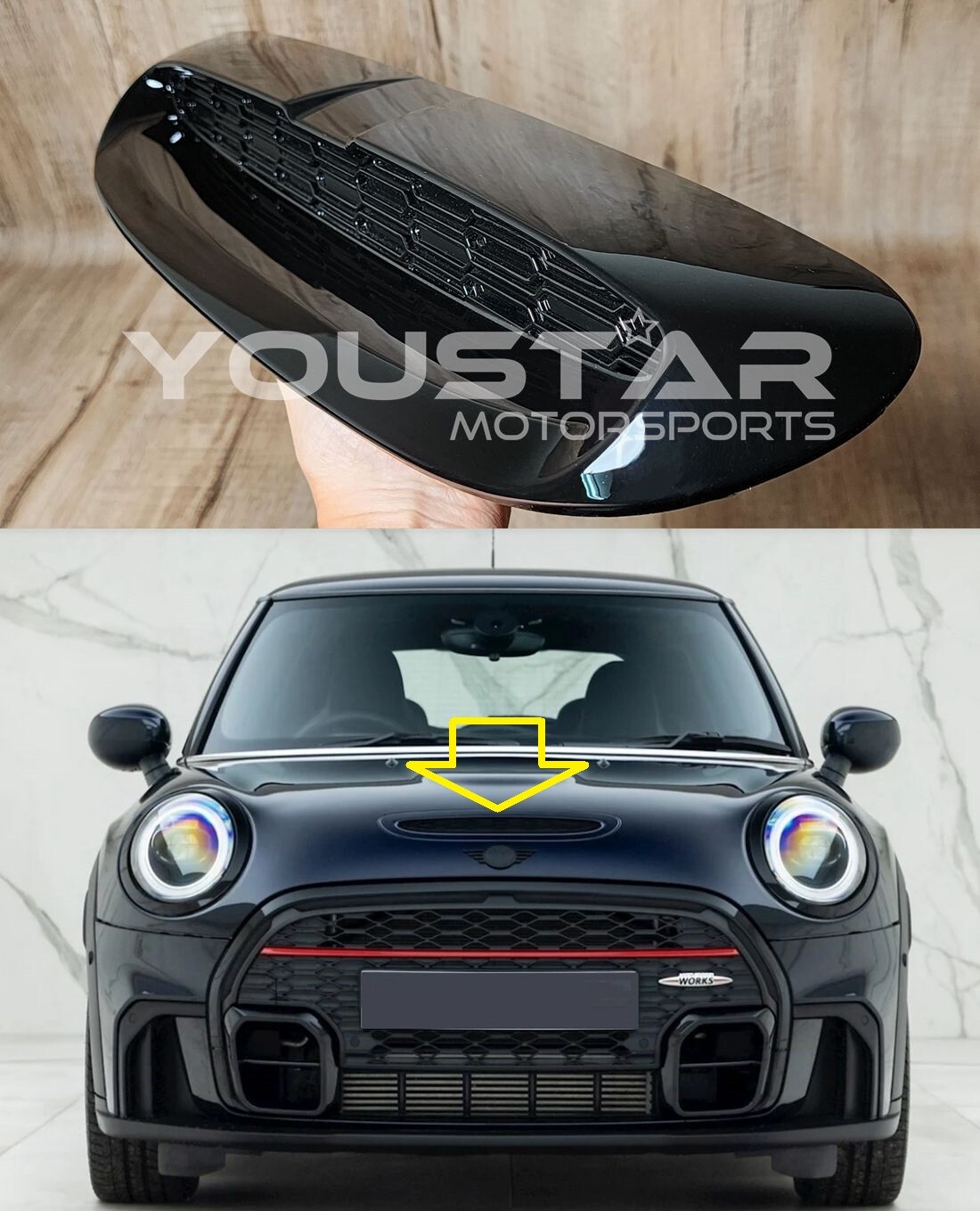 RAISED GLOSS BLACK HOOD SCOOP AIR VENT for MINI F54 F55 F56 F57 Cooper ...