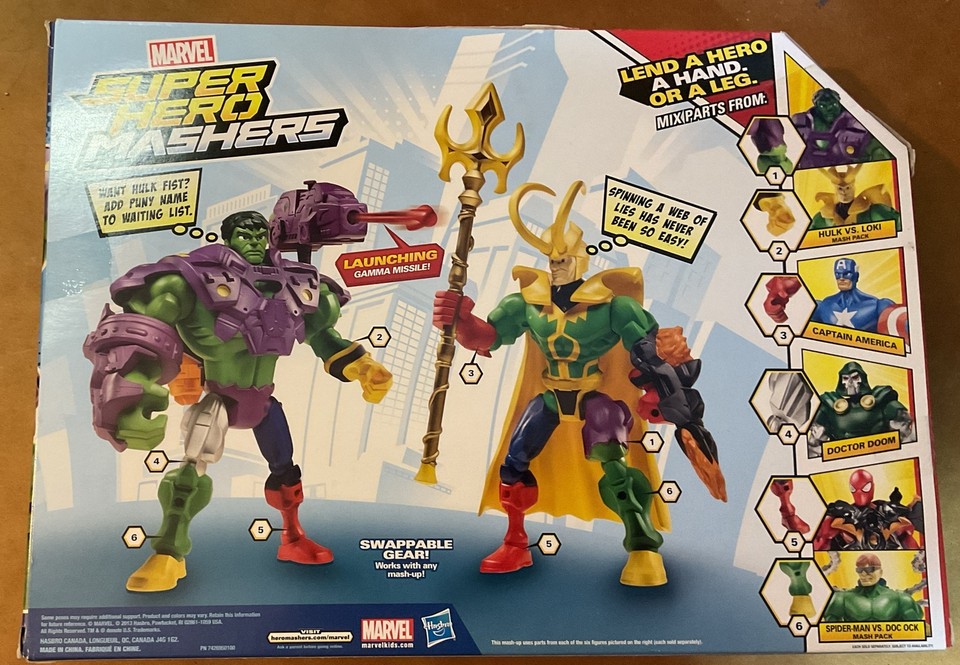 Hasbro Marvel Super Hero Mashers Hulk vs Loki Mash Pack 100% COMPLETE ...