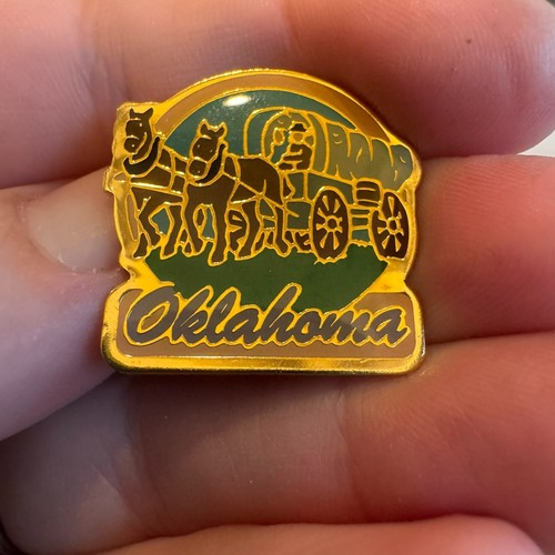 Vintage Oklahoma Covered Wagon Horse Pioneer Lapel Pin | eBay