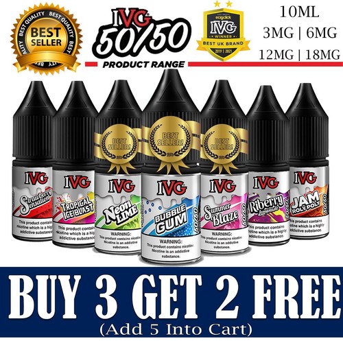 IVG 50 50 Vape E Liquid Cig Pod Nic Juice Vaping UK Flavours 3mg 6mg ...