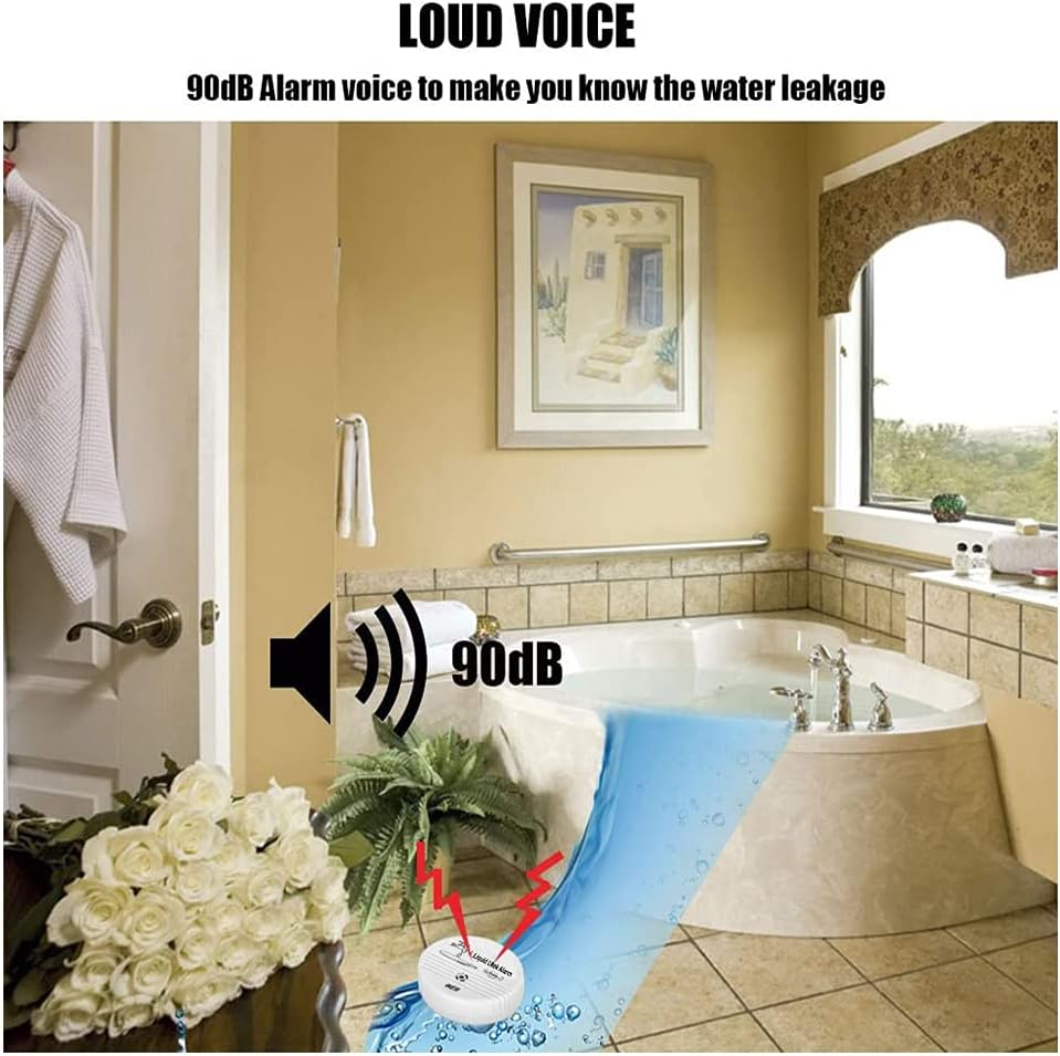 WER Water Leak Alarm Battery Operated Leak Alert Water Detector for ...