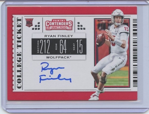 Ryan Finley 2019 Contenders College Ticket Auto Rookie RC NC State ...