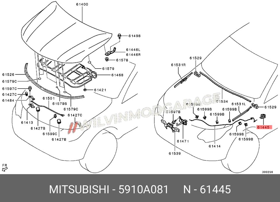 Genuine Hood Lock Release Handle 2012-24 Mitsubishi Mirage 5910A081 ...