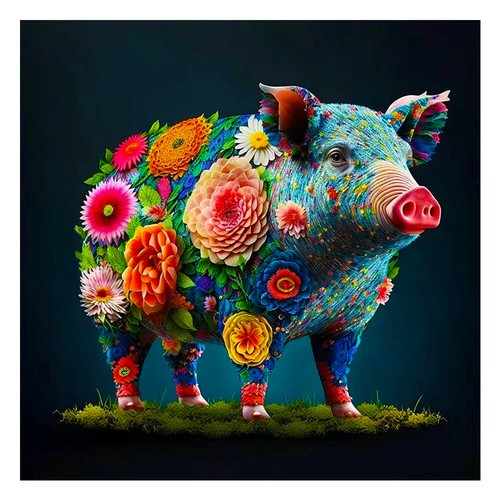 T0# 5D DIY Full Round Drill Diamond Painting Pig Kit Art Home ...