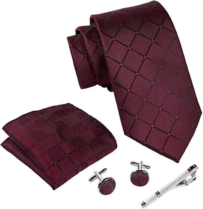 corbatas para hombre rojo de seda y pañuelos set modernas regalos para ...