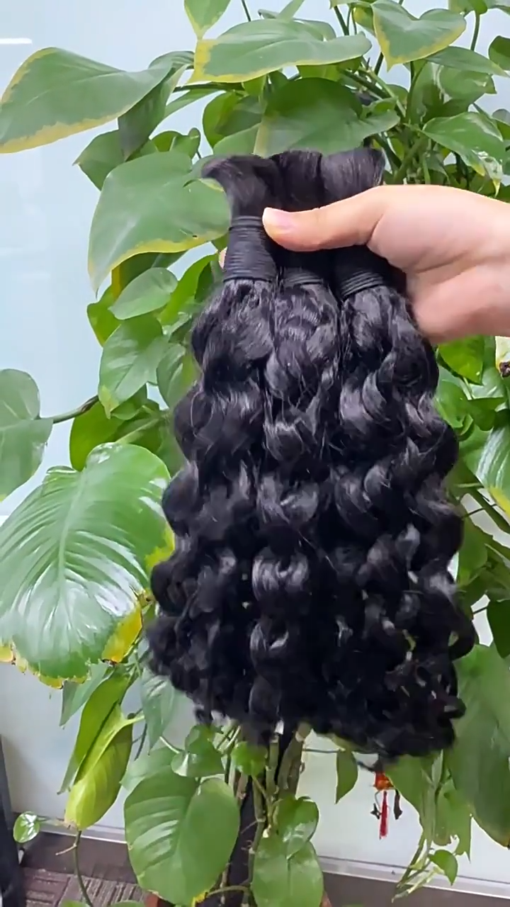 22" Deep Wave Human Braiding Hair Curly Hair Bulk for Braiding Boho ...