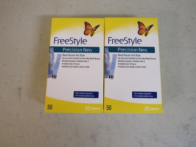 100 FreeStyle Precision Neo Blood Glucose Test Strips ( 50 CT x 2) Exp ...