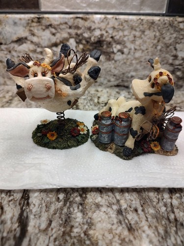 2- Boyds Bears & Friends Holy Cow Collection Bobble Head Figurines ...