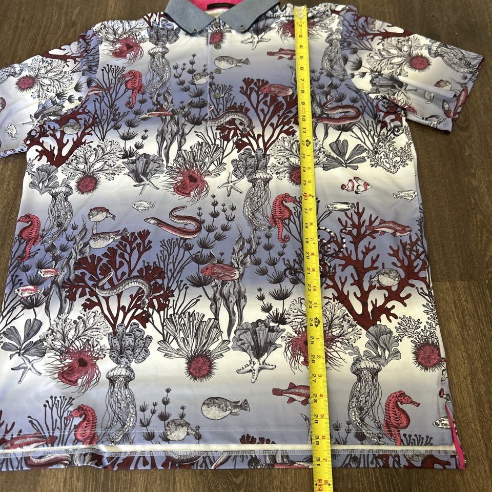 Greyson Golf Poison Coral Polo Mens Size XL NEW Preppy Golf Fish Coral ...