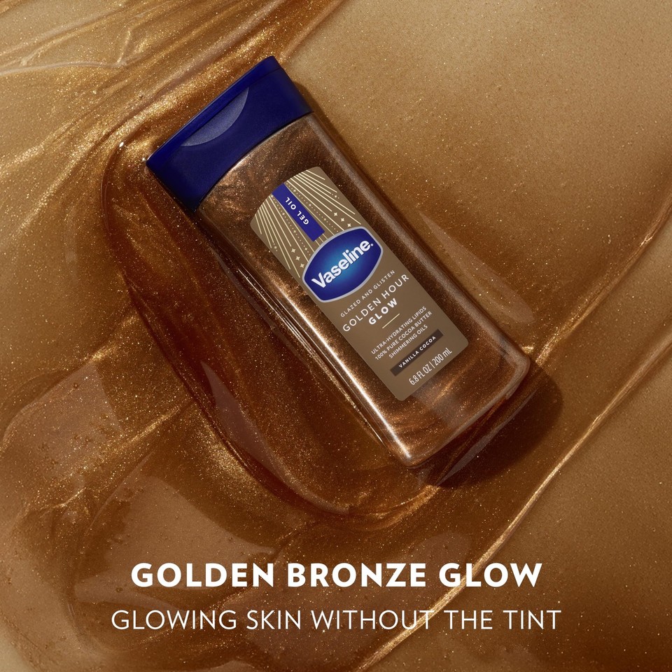 Vaseline Glazed and Glisten Golden Hour Body Gel Oil Glow Vanilla Cocoa ...
