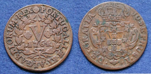 MONETA COIN MONNAIE PORTUGAL - PORTUGALLAE ET ALGARBIORUM REX - V REIS ...