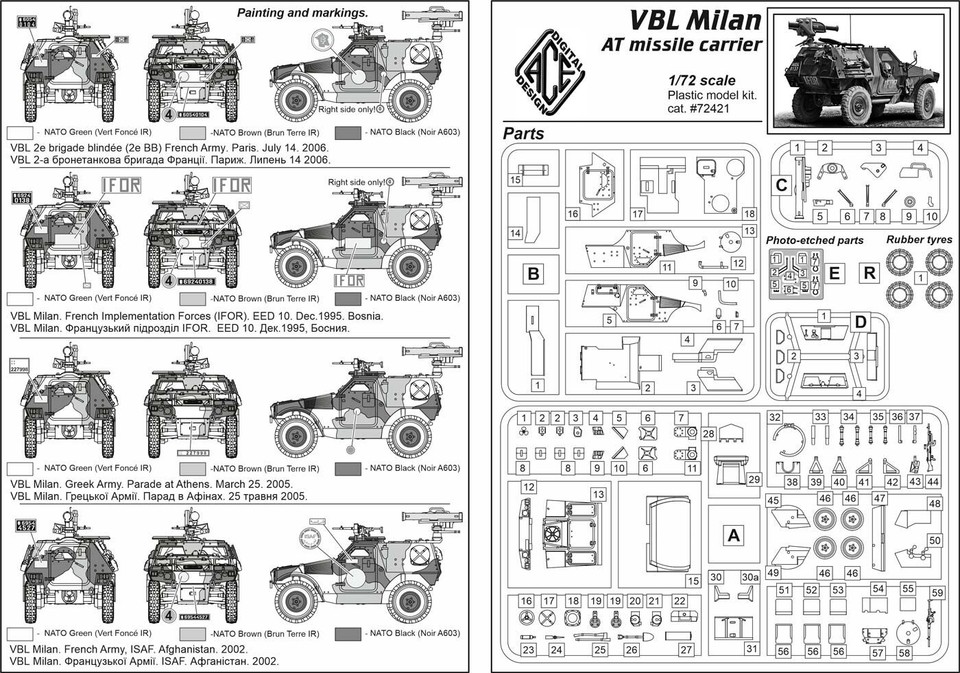 VBL Milan French light AT missile carrier (Plastic model kit) 1/72 ACE ...