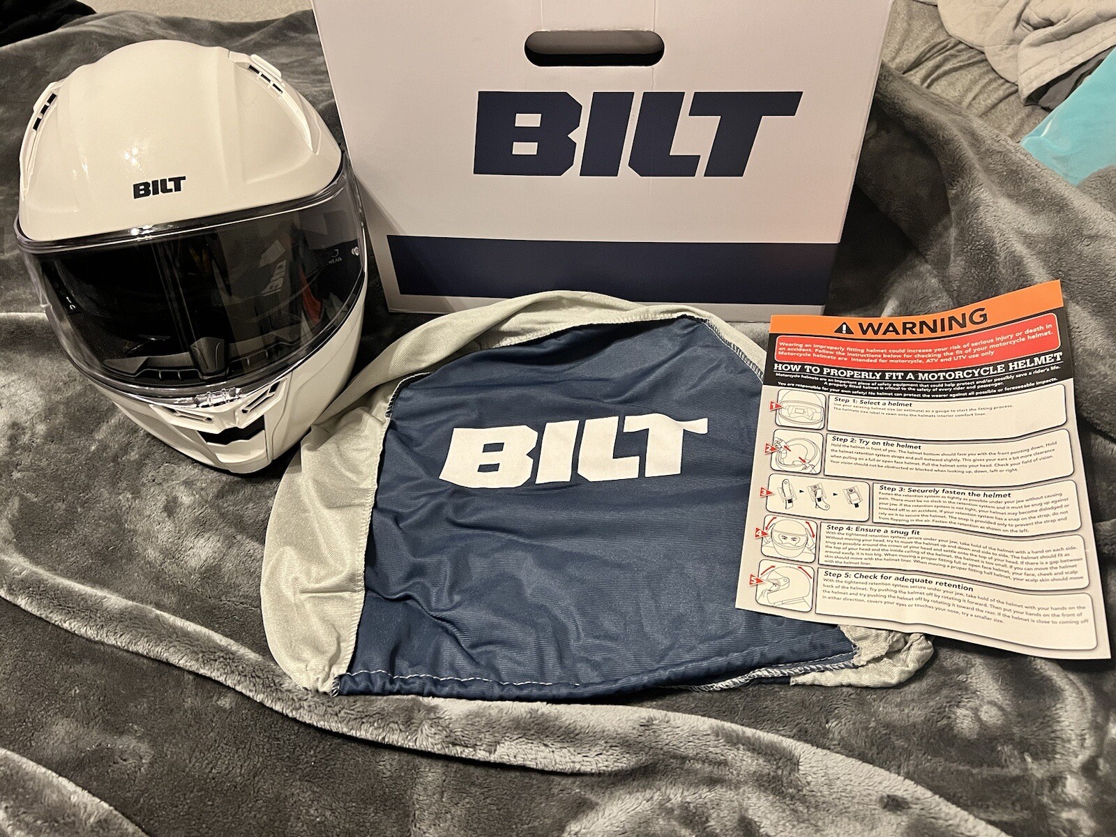 Men’s bilt motorcycle helmet White With XGP Bluetooth Installed Medium ...