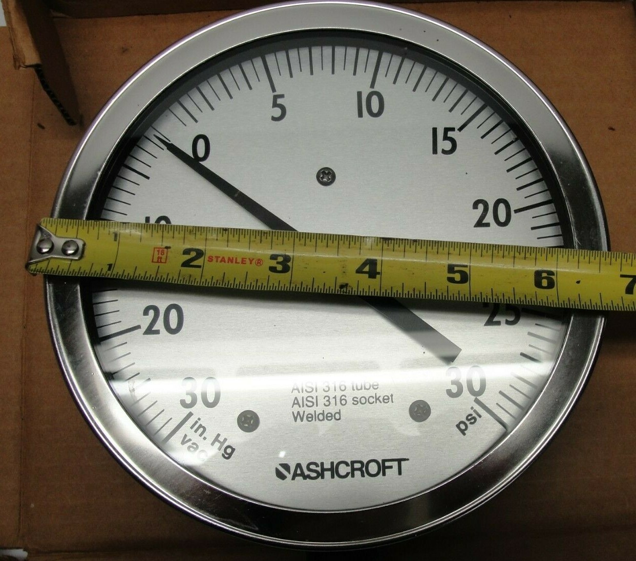 Ashcroft Vacuum Gauge 0 - 30 inch HG Stainless Steel 5 1/2" SS New NOS ...