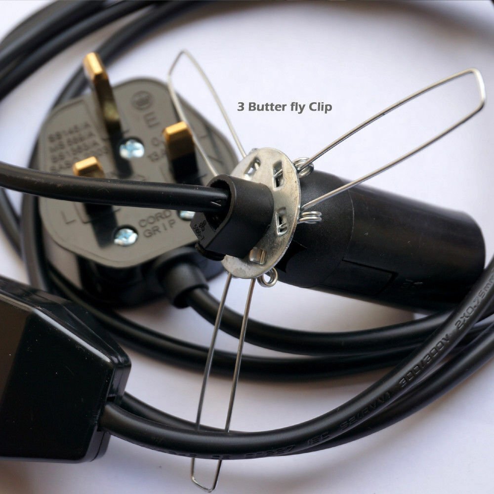 UK Plug In Pendant Light Rubber Cable 2m Lamp Cord with Dimmer Switch ...