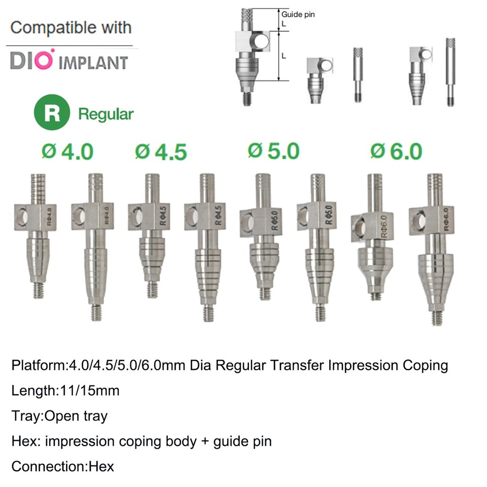 US DIO UFII Regular Impression Coping Transfer Straight Locator Healing ...