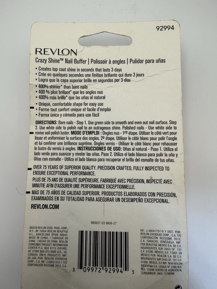 New Revlon Crazy Shine Nail Buffer (92994) White w/ Red Print | eBay
