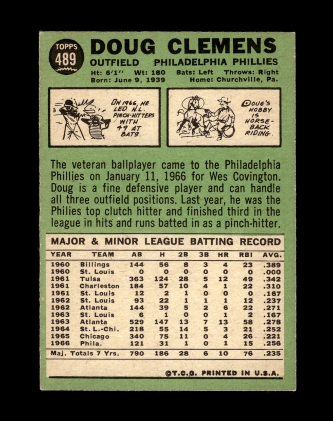 1967 Topps Set-Break #489 Doug Clemens EX-EXMINT *GMCARDS* | eBay