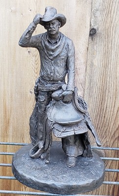 VTG MICHAEL GARMAN COWBOY SCULPTURE "DRIFTER" 1982 /Signed / Western ...