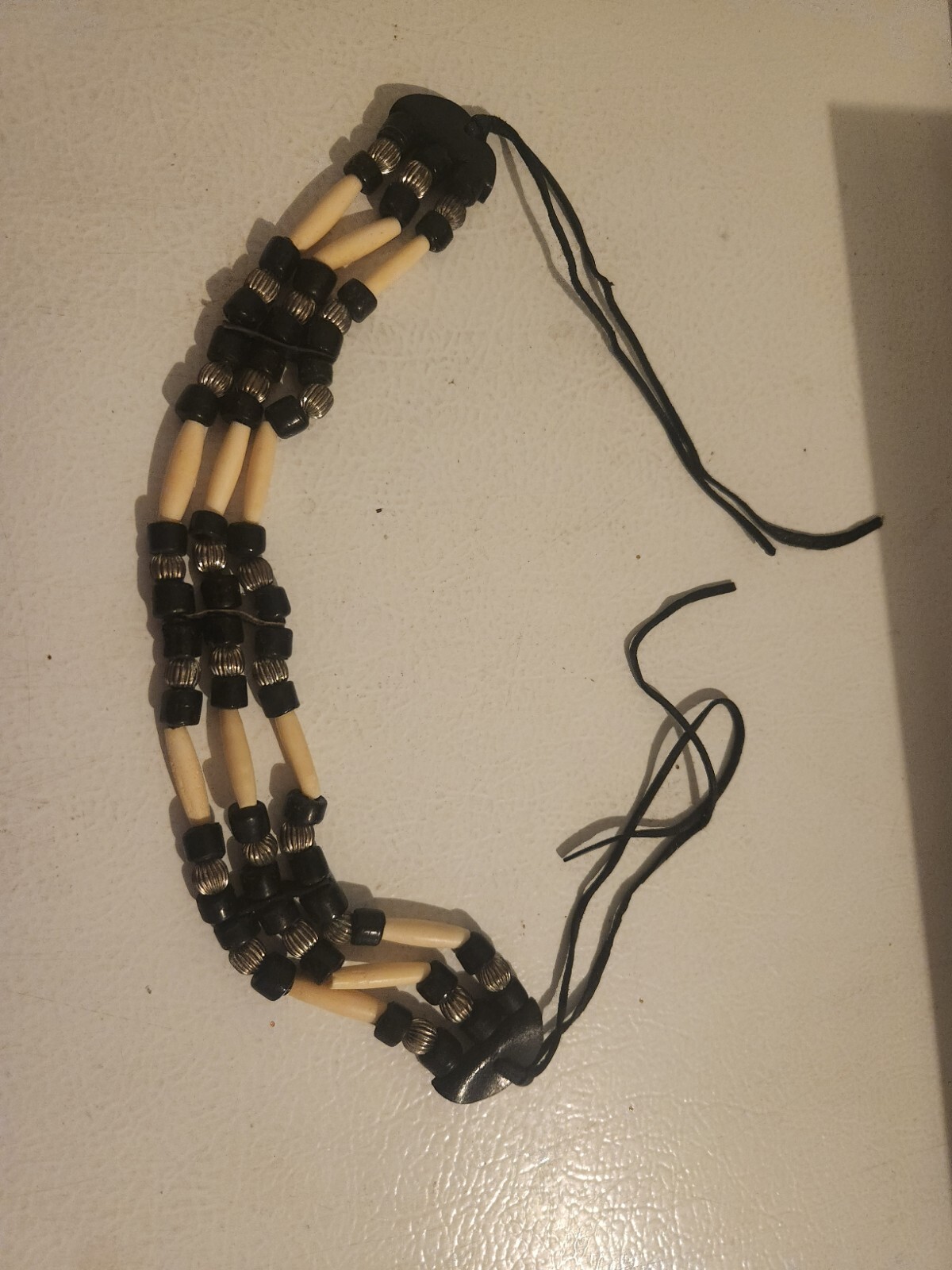 Genuine Native American Bone Choker Necklace Black Si… - Gem