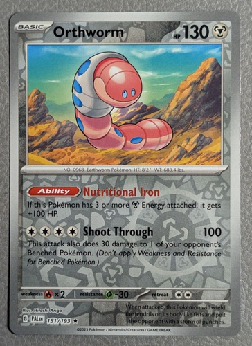 Orthworm Reverse Holo NM PAL 151/193 Paldea Evolved Pokemon Card | eBay